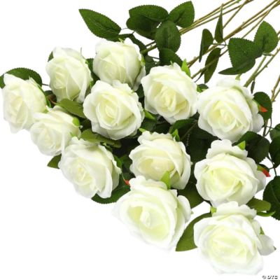 12 Pcs Artificial Roses Flowers Realistic Silk Roses Bouquet with Long ...