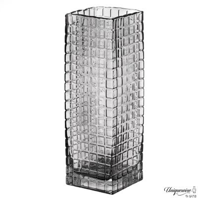 12-Inch square Frosted Gray Glass Vase | Oriental Trading