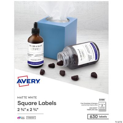 Avery Printable Square Labels, 2.75" x 2.75", White, 630ct (5196 ...