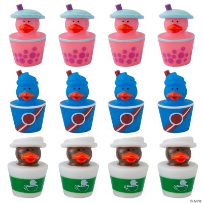 2 1/2" – 2 3/4" Fun Drink Coffee, Boba & Slushy Rubber Ducks – 12 Pc.