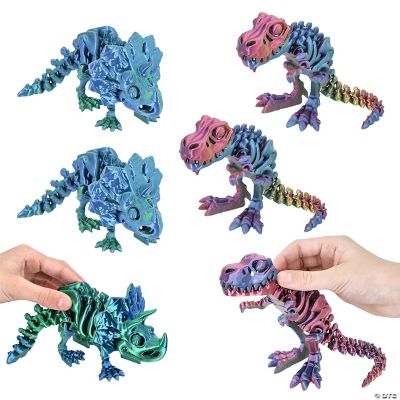 3D-Printed Articulated Plastic Fossil Dinosaurs Triceratops & T-Rex ...