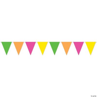 Beistle - 11" x 12' Neon Pennant Banner - 12 Pack | Oriental Trading