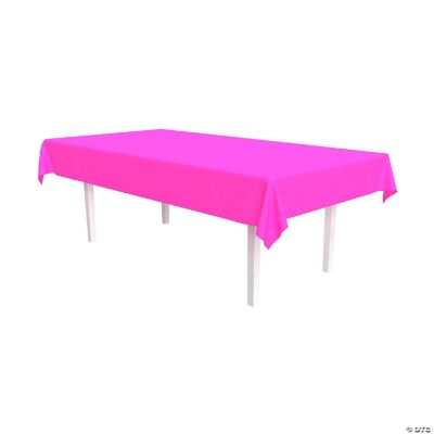 Beistle - 54" x 108" Neon Pink Plastic Rectangular Tablecover - 12 Pack | Oriental Trading