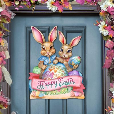 Happy Easter Bunnies Easter Door Decor by G. DeBrekht | Oriental Trading