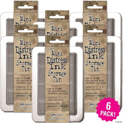 Multipack of 6 - Tim Holtz Mini Distress Ink Storage Tin-Holds 12