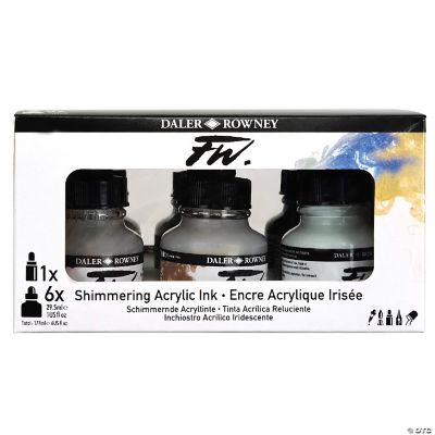 Daler-Rowney FW Acrylic Ink Set 6/Pkg with Empty Marker-Shimmering ...