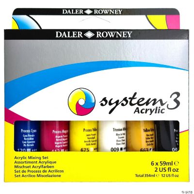 Daler-Rowney System3 Acrylic Paint Process Set 6/Pkg-Assorted Colors ...
