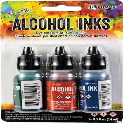 Tim Holtz Alcohol Ink .5oz 3/Pkg-Rustic Lodge-Bottle/Terra-Cotta/Denim ...