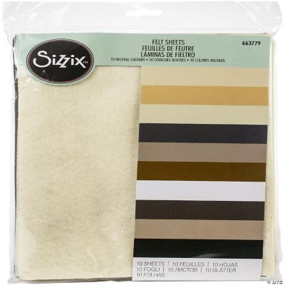 Sizzix Felt Sheets 10/Pkg-Assorted Colors-Neutral | Oriental Trading