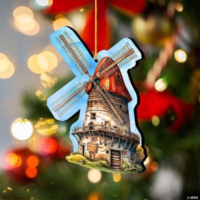 Windmill Decorative Wooden Christmas Ornament by G. Debrekht | Oriental ...