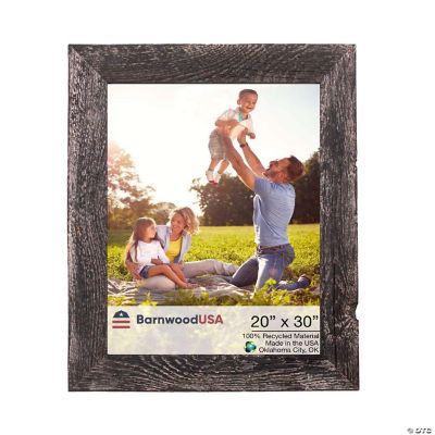 Rustic Farmhouse 20 in. x 30 in. Smoky Black Reclaimed Wood Picture ...