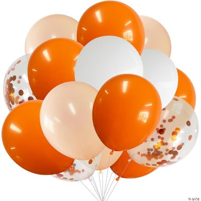 50 Pcs Orange & White Balloons w/ Confetti for Wedding, Birthday ...