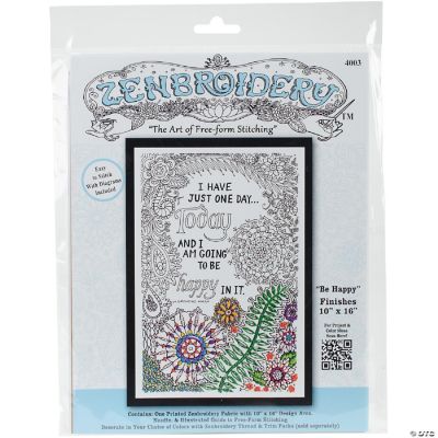 Design Works/Zenbroidery Stamped Embroidery Kit 10"X16"-Be Happy ...