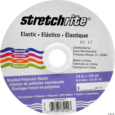 Stretchrite Polyester Braided Elastic .25"X144yd-White