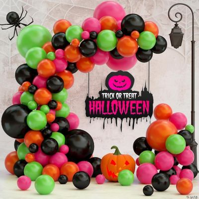 120pcs Halloween Balloon Arch Kit w/ Pink, Green & Orange Balloons for ...