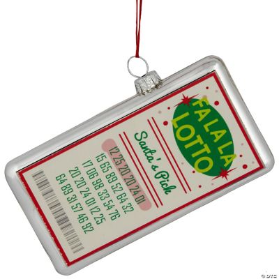4.25" Silver "Fa La La Lotto Santa's Pick" Glass Christmas Hanging ...