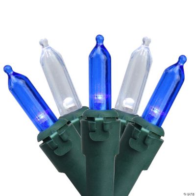 50-Count Blue and White LED Mini Christmas Lights - 16.25 ft Green Wire ...