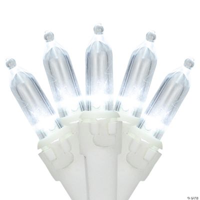 50-Count Pure White LED Mini Christmas Lights 16.25 ft White Wire