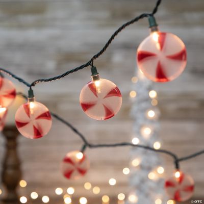 10-Count Peppermint Candies Christmas Lights - 6ft Green Wire ...