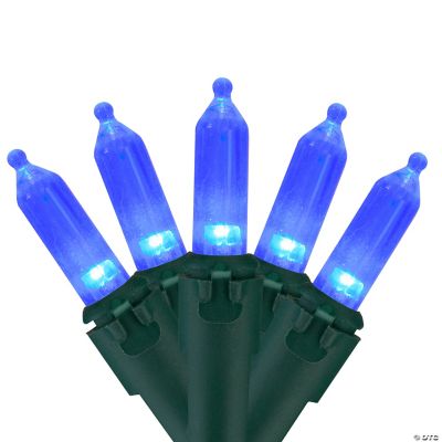 100 Blue LED Mini Christmas Lights 33 ft Green Wire | Oriental Trading