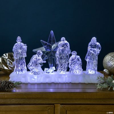 LED Lighted Nativity Scene Acrylic Christmas Decoration - 12.25 ...