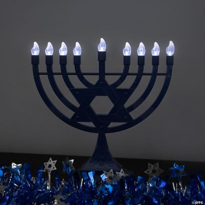 Battery Operated LED Lighted Star of David Hanukkah Menorah - 11.75 ...