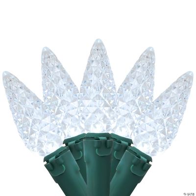 200-Count Pure White LED Faceted C6 Christmas Lights 66.25 ft Green ...