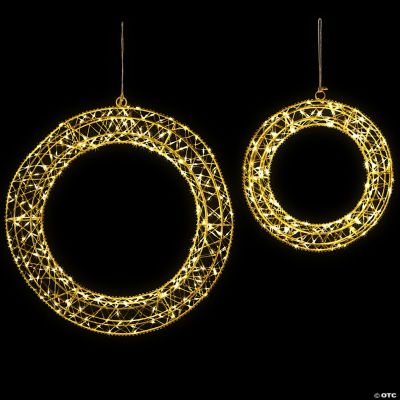 LED Lighted Hanging Christmas Wreath Decorations - 18" - Set of 2 ...
