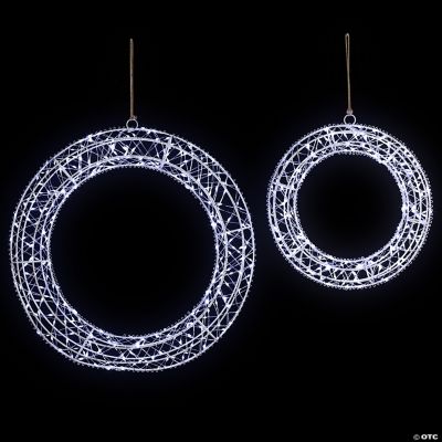 LED Lighted Hanging Christmas Wreath Decorations - 18" - Set of 2 ...