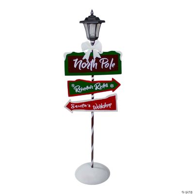 49.75-Inch Solar-Powered North Pole Light Up Lantern Post Christmas ...