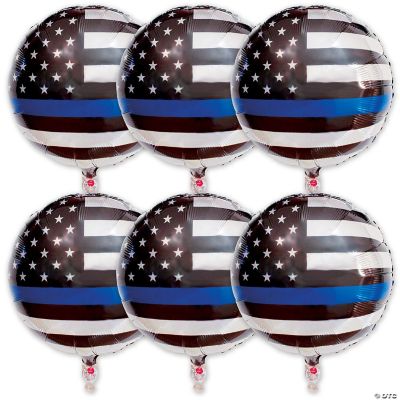 Havercamp's Police-Thin Blue Line Balloons (6 Pcs.), 18" Round Mylar ...
