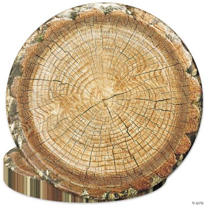 Havercamp Cut Timber 10" Party Plates (24 Plates)! 24 Lg. Round Dinner ...