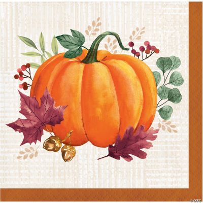 Creative Converting Harvest Wishes Thanksgiving Pumpkin Paper Cocktail ...
