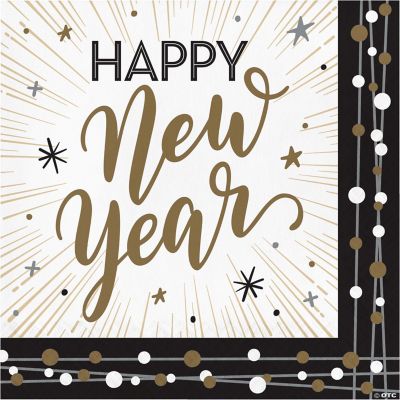 Creative Converting New Year's Shimmer Happy New Year Paper Napkins, 48 ...