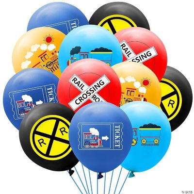 52 Pcs Railroad Crossing Train Balloon Set with Ribbon for Kids Party ...