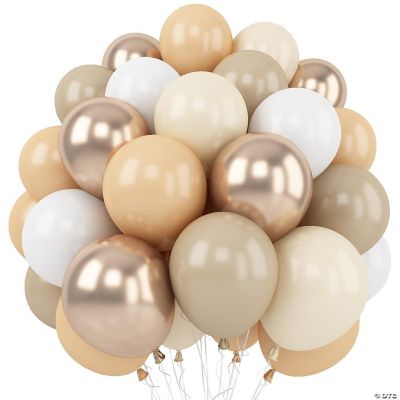 60 Pcs White Sand & Beige Boho Balloon Set with Chrome Champagne for ...