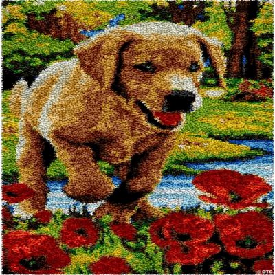 LovelyLust.com Dog Flowers Rug Making Latch Hooking Kit (60x40cm ...