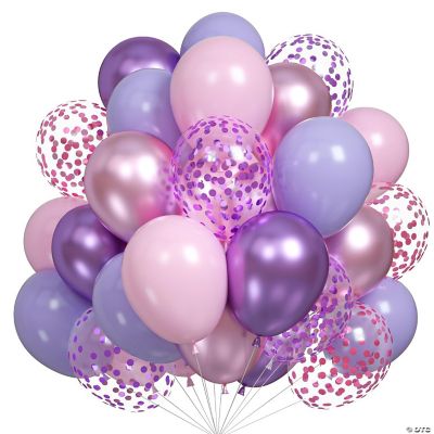 60 Pcs Pink & Purple Confetti Balloons, 12'' Metallic for Birthday ...