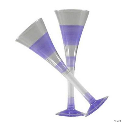 Cape Cod Cottage Stripe Purple Hollow Flute Set of 2 | Oriental Trading