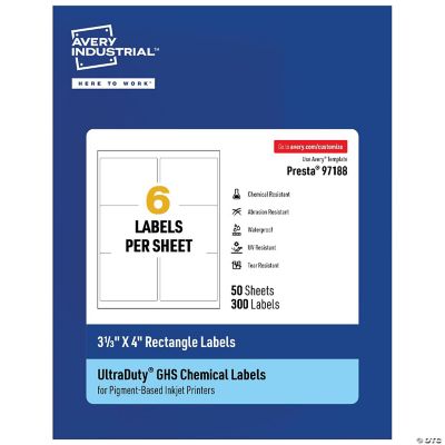 Avery UltraDuty GHS Labels 3-1/3" X 4", 300 Ct, Pigment Inkjet ...