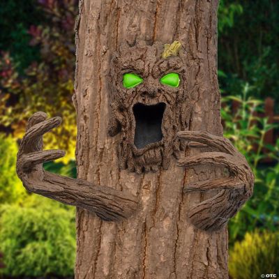 Tree Bark Monster Yard Decor, Bark Face Tree Person Decor for Halloween ...