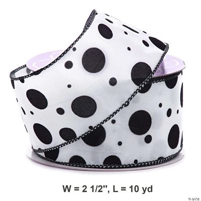2.5 x 10 Playful Polka Dot Satin Ribbon with Wired Edges for Crafts ...