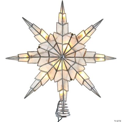 Kurt S. Adler 10-Light 8-Point Capiz Silver Star Tree Topper, 15 Inches ...