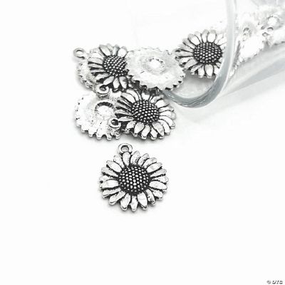 20 Pcs Silver Sunflower Head Charms | Oriental Trading