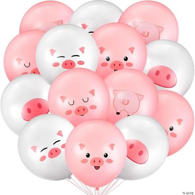 50 Pcs Pig Farm Animal Balloons 12" Pink Latex Balloons for Kids Party ...