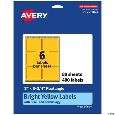 Avery Printable Rectangle Labels, Bright Yellow, 3" x 3.75", 480ct ...