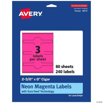 Avery Printable Cigar Labels, Neon Magenta, 2-3/8" x 8", 240ct ...