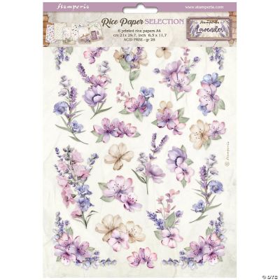 Stamperia Assorted Rice Paper A4 6/Sheets-Lavender | Oriental Trading