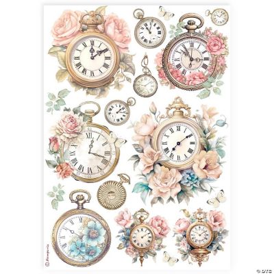 Stamperia Rice Paper Sheet A4-Clocks | Oriental Trading