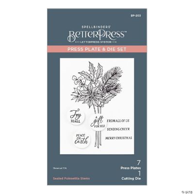 Spellbinders BetterPress Letterpress Press Plate & Die Set-Poinsettia Stems